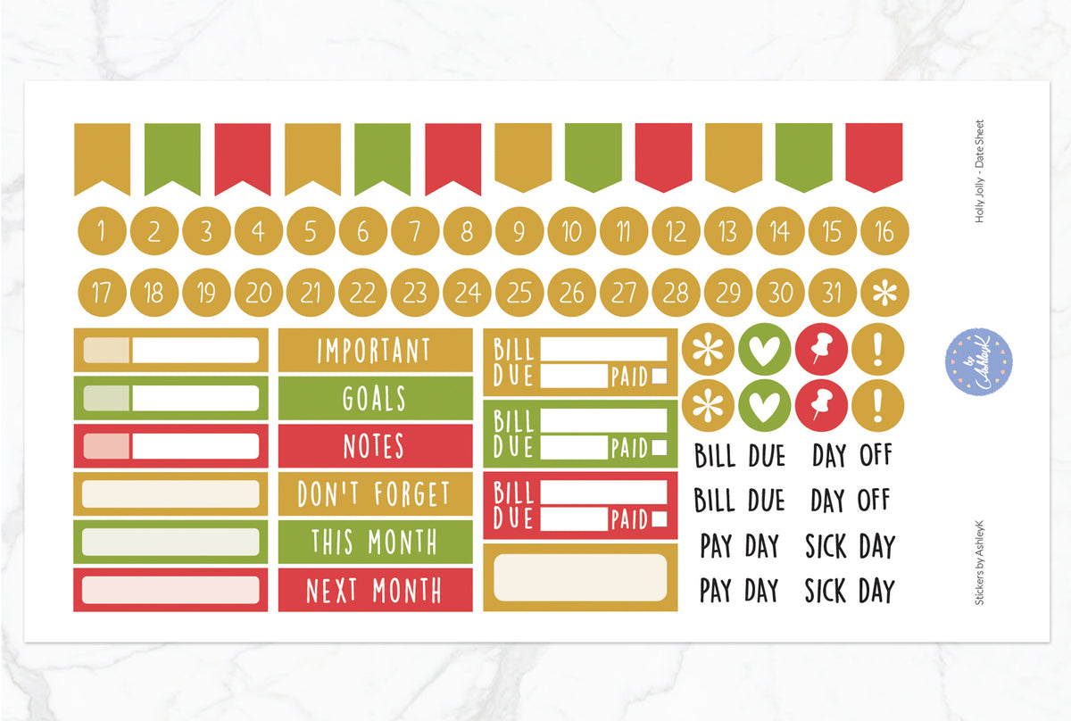 Holly Jolly Monthly Kit - Erin Condren Planner Stickers – Stickers by ...