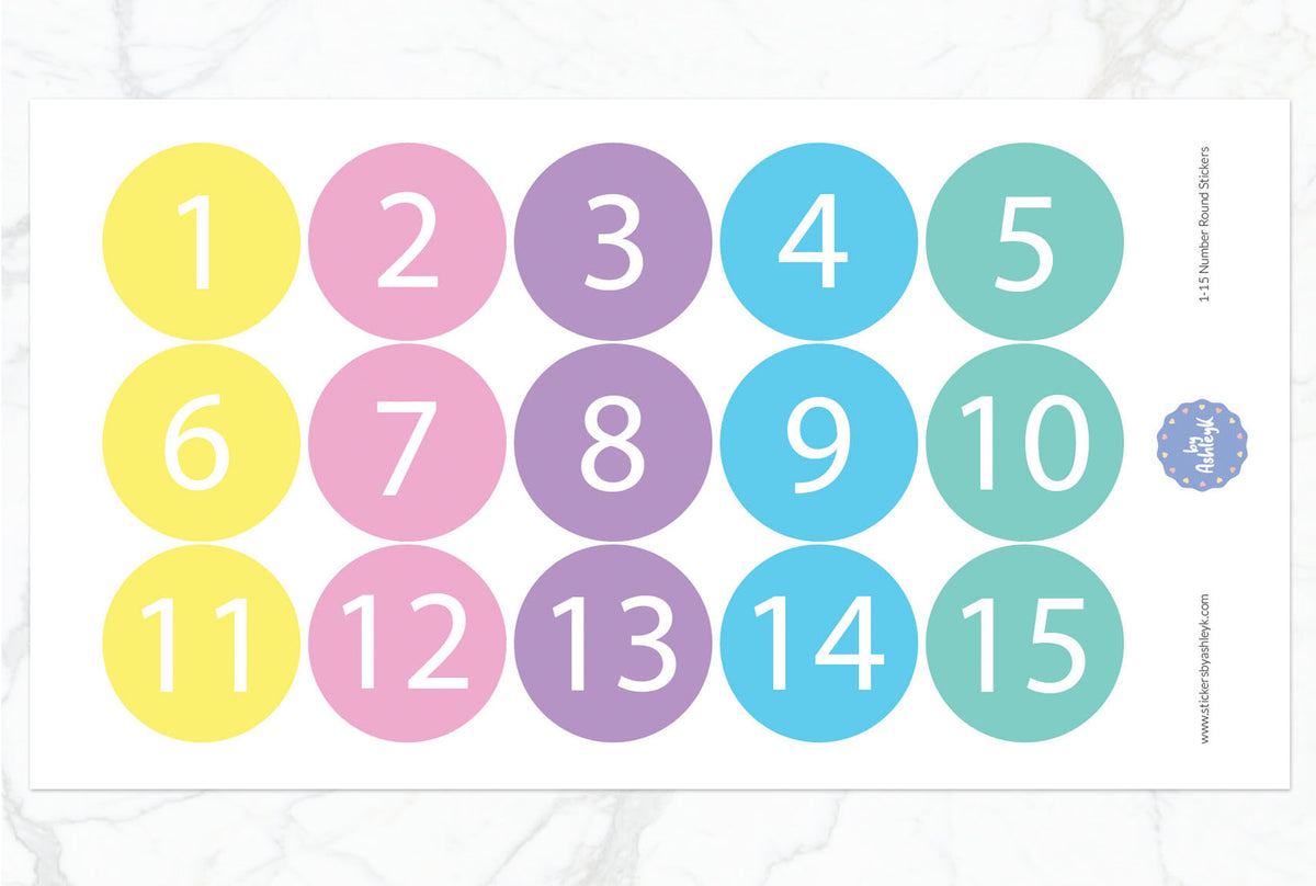 1-15 Numbers Round Stickers – Stickers by AshleyK