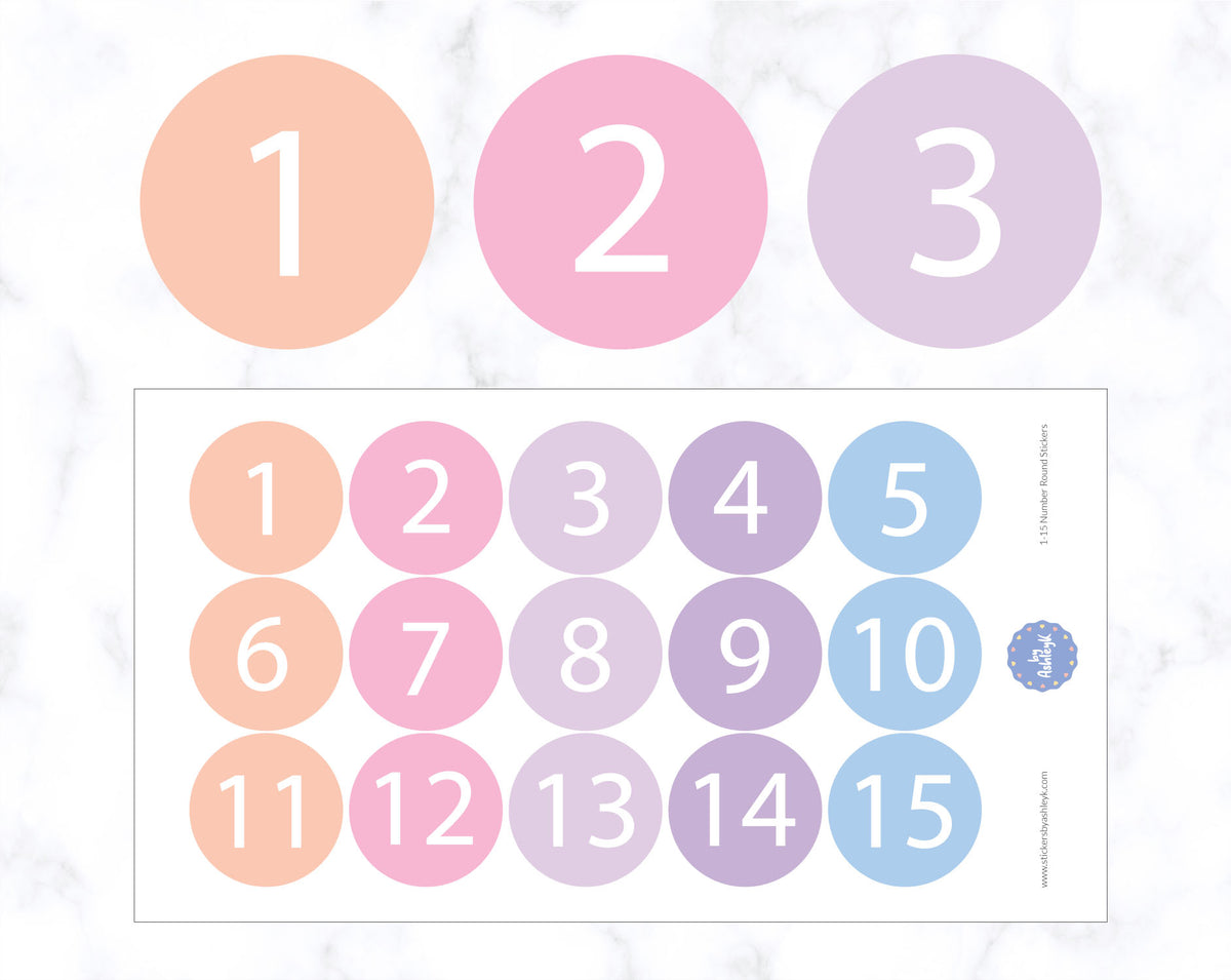1-15 Numbers Round Stickers – Stickers by AshleyK