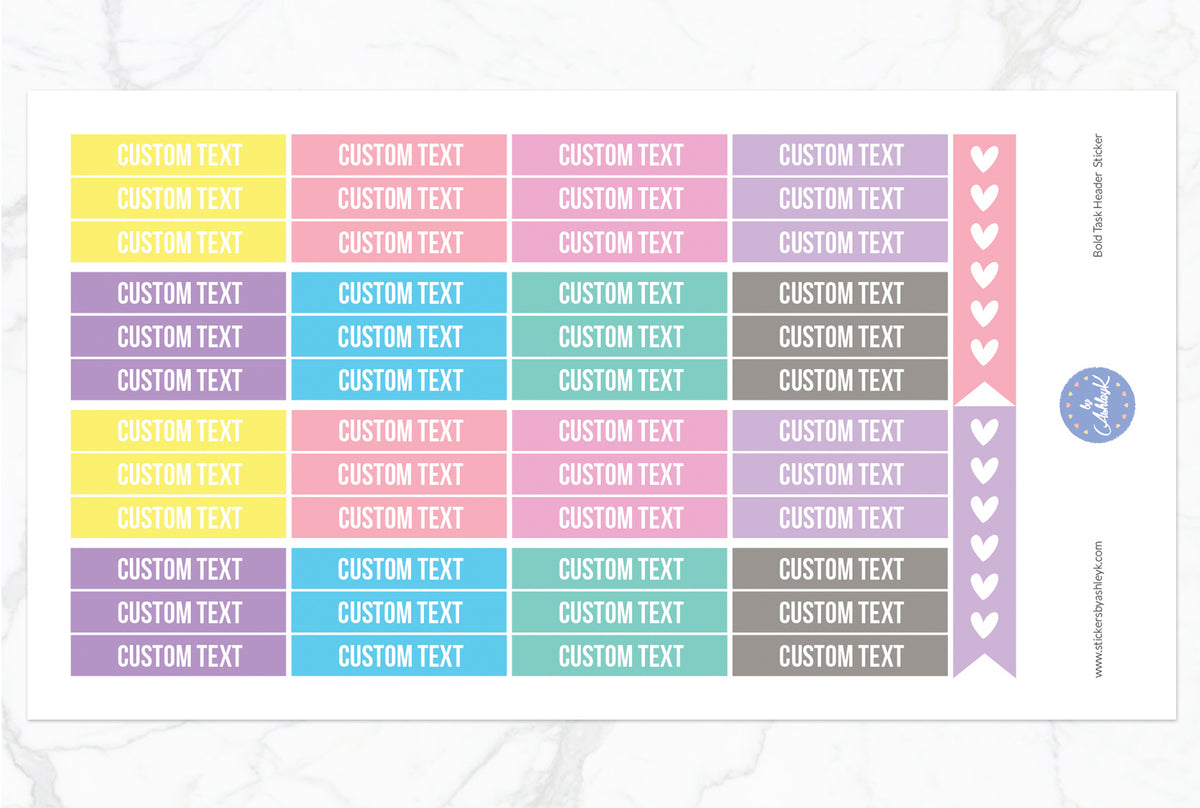 Bold Custom Header Planner Stickers – Stickers by AshleyK