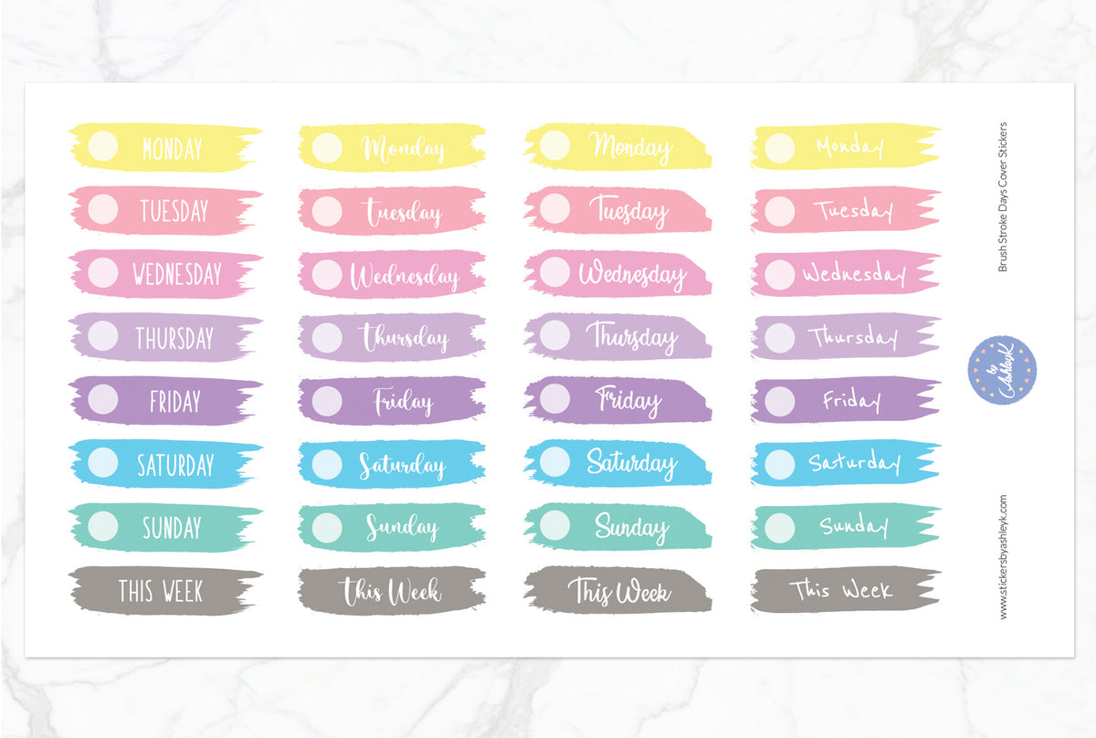 Brush Stroke Days Cover Planner Stickers – Stickers by AshleyK