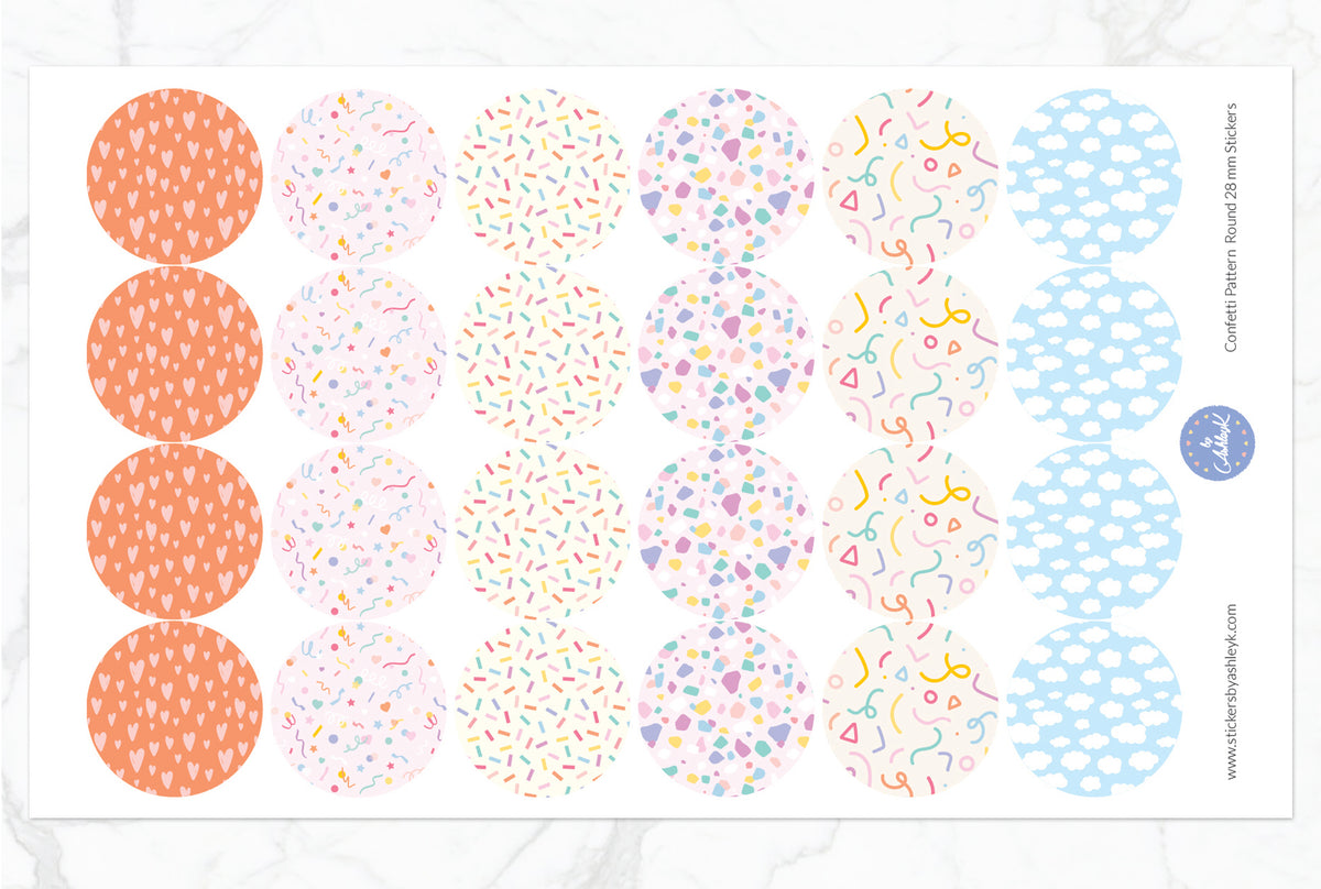 Confetti Pattern Round 28mm Planner Stickers – Stickers by AshleyK