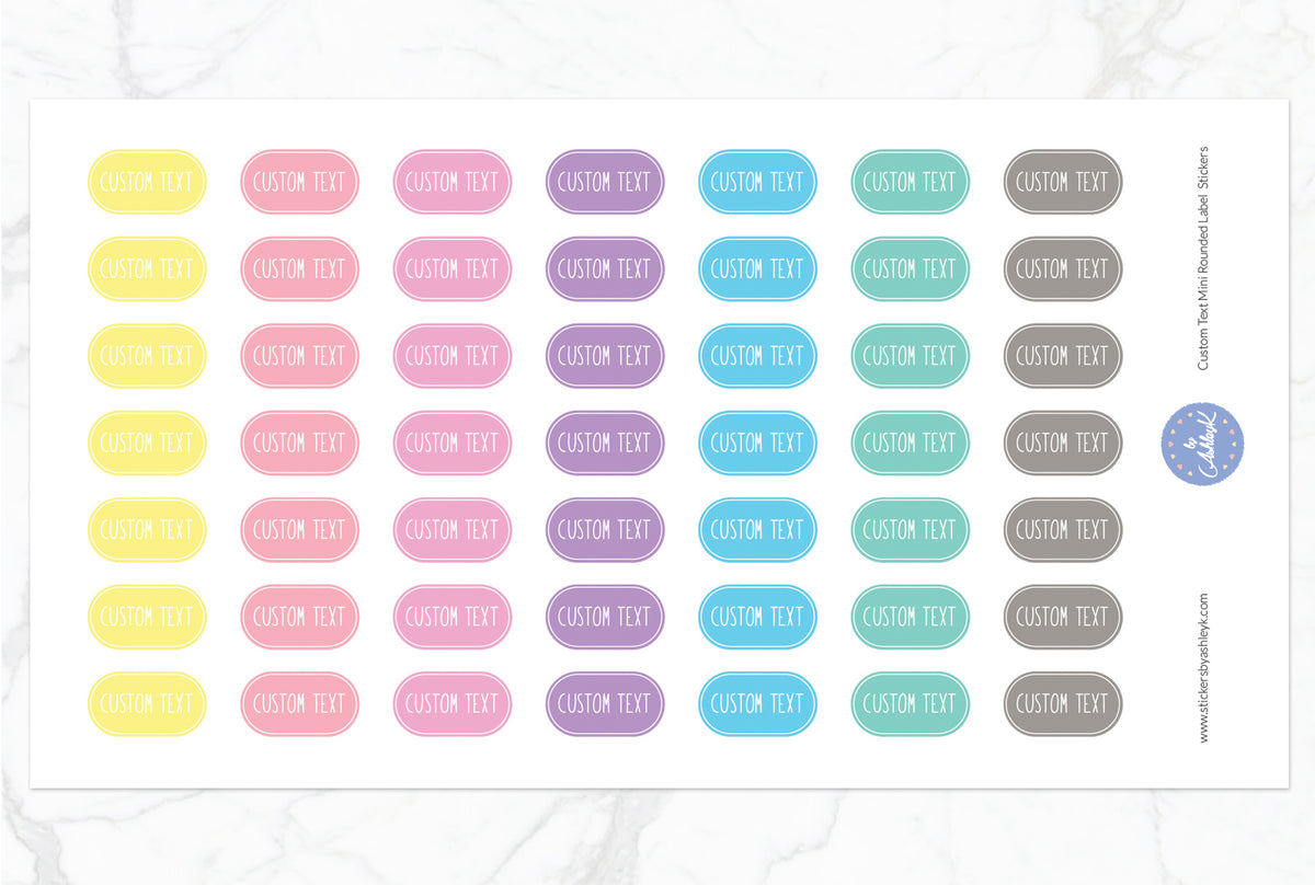 Custom Text Mini Rounded Label Planner Stickers – Stickers by AshleyK