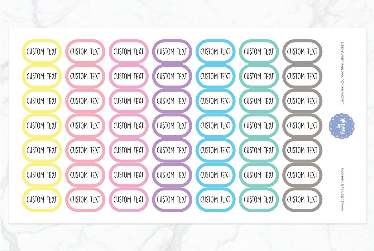 Custom Text Rounded Mini Label Planner Stickers – Stickers by AshleyK