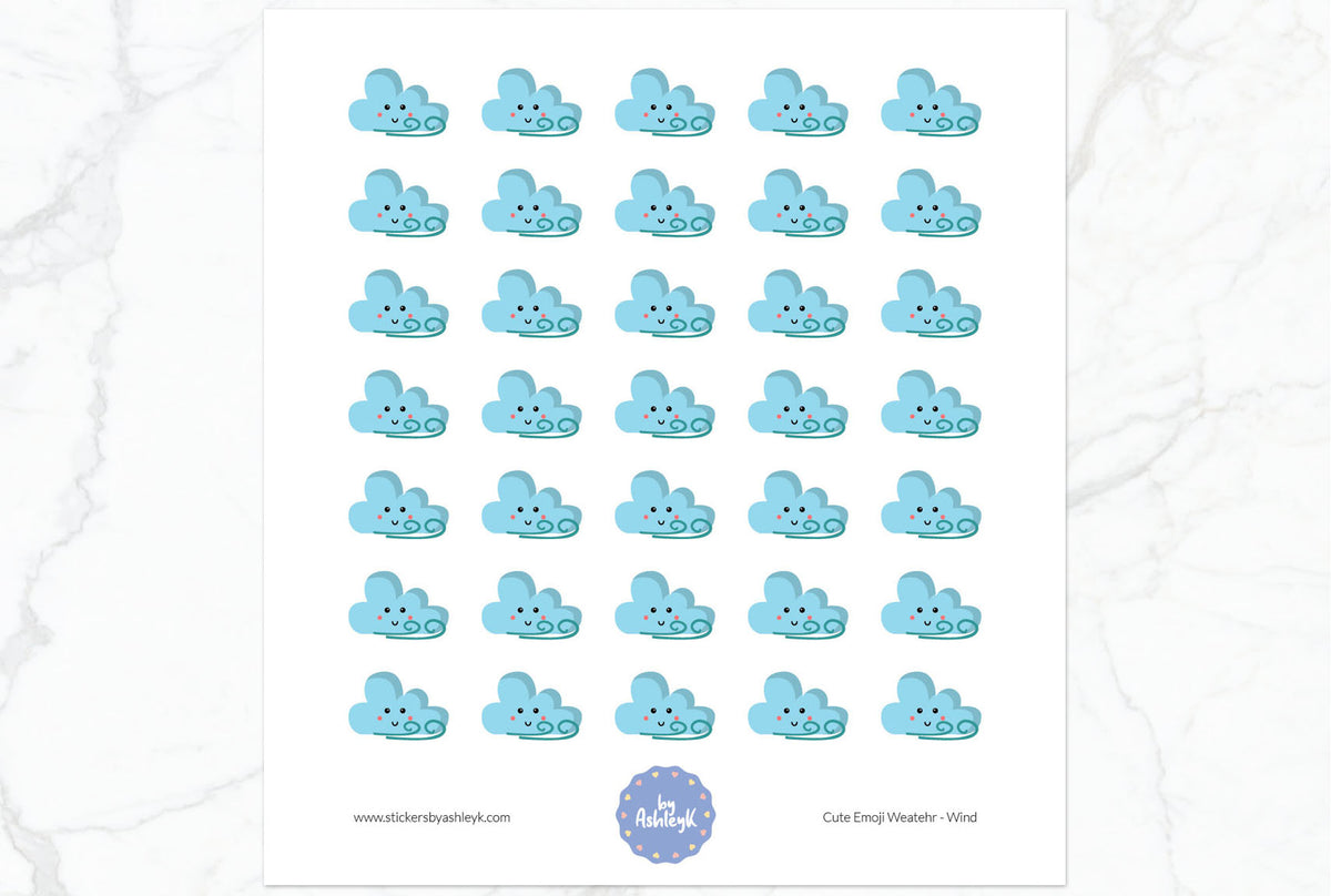 Wind Cute Emoji Weather Planner Stickers – Stickers by AshleyK
