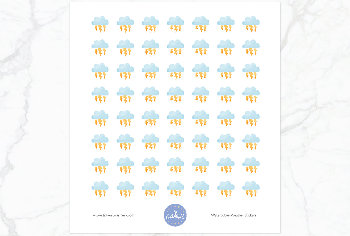 Thunder Storm Watercolour Weather Planner Stickers – Stickers by AshleyK