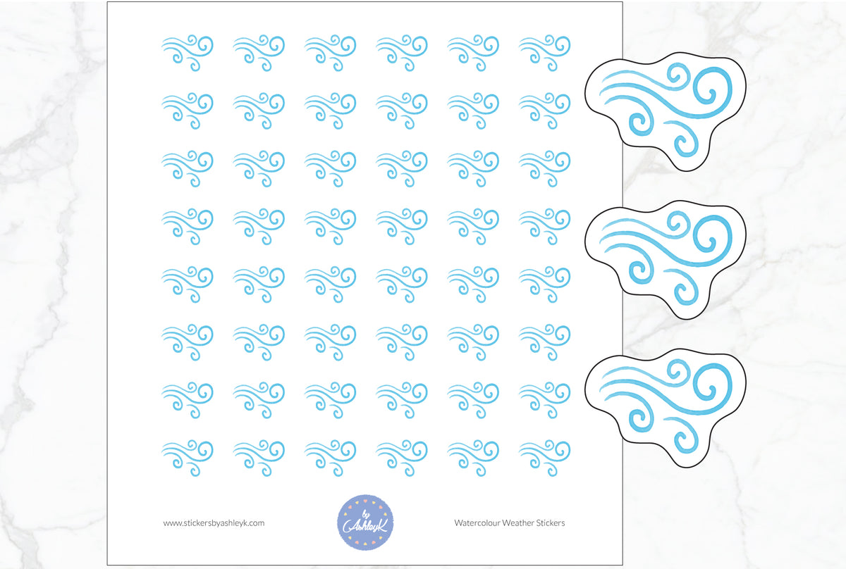 Wind Watercolour Weather Planner Stickers – Stickers by AshleyK