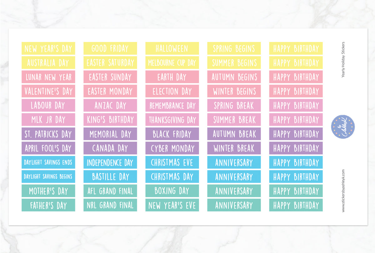 Yearly Holidays Planner Stickers – Stickers by AshleyK