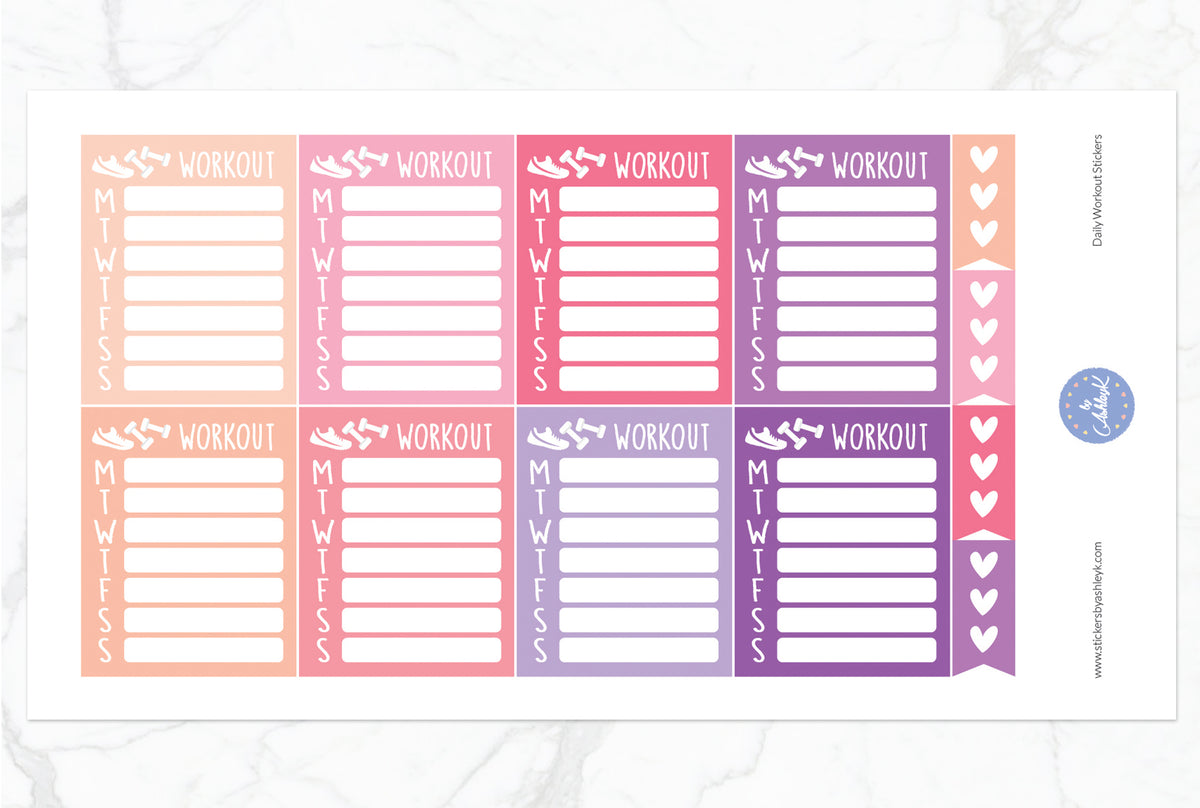 Daily Workout Planner Stickers – Stickers by AshleyK