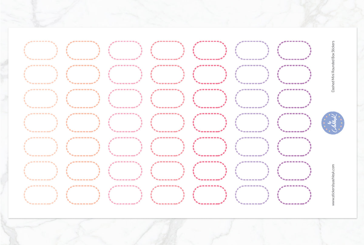 Dashed Mini Rounded Box Planner Stickers – Stickers by AshleyK