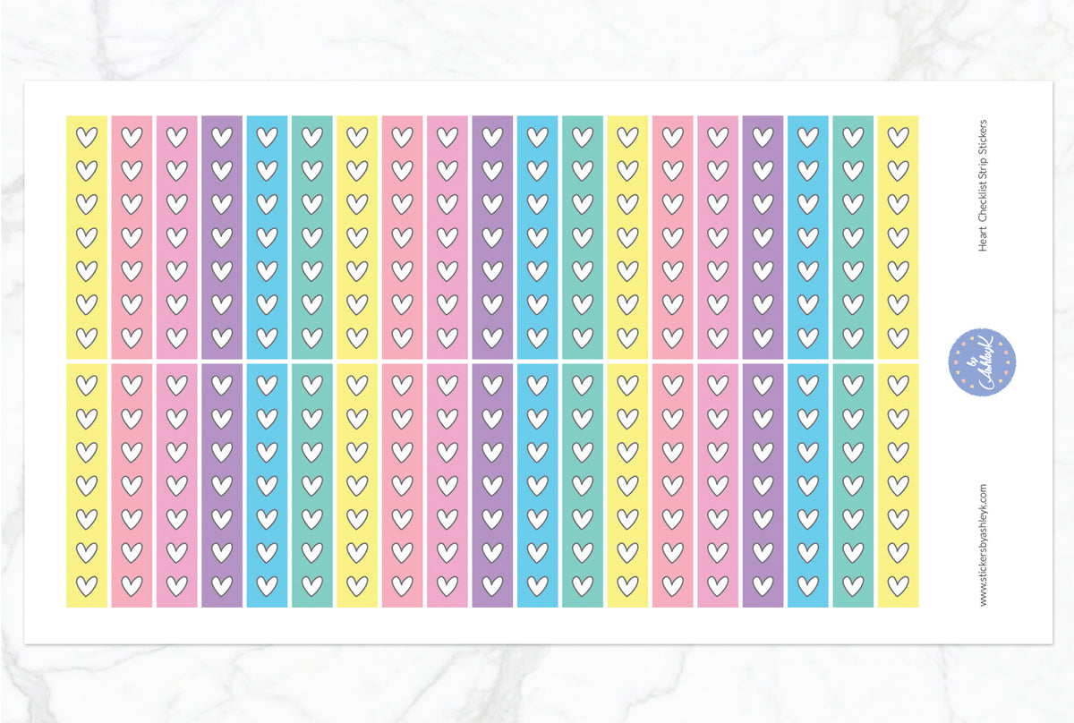Heart Checklist Thin Strip Stickers – Stickers by AshleyK