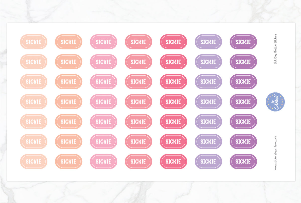Sick Day Button Stickers – Stickers by AshleyK