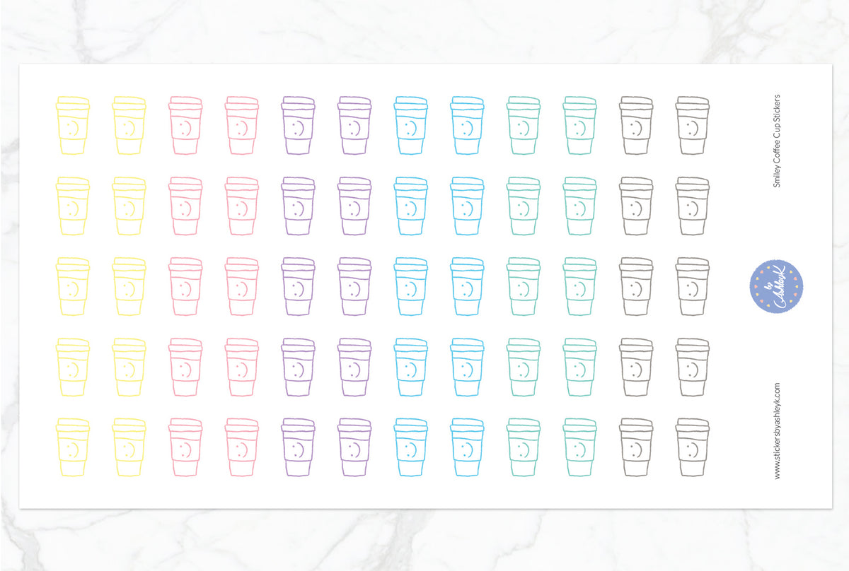 Smiley Coffee Cup Stickers – Stickers by AshleyK