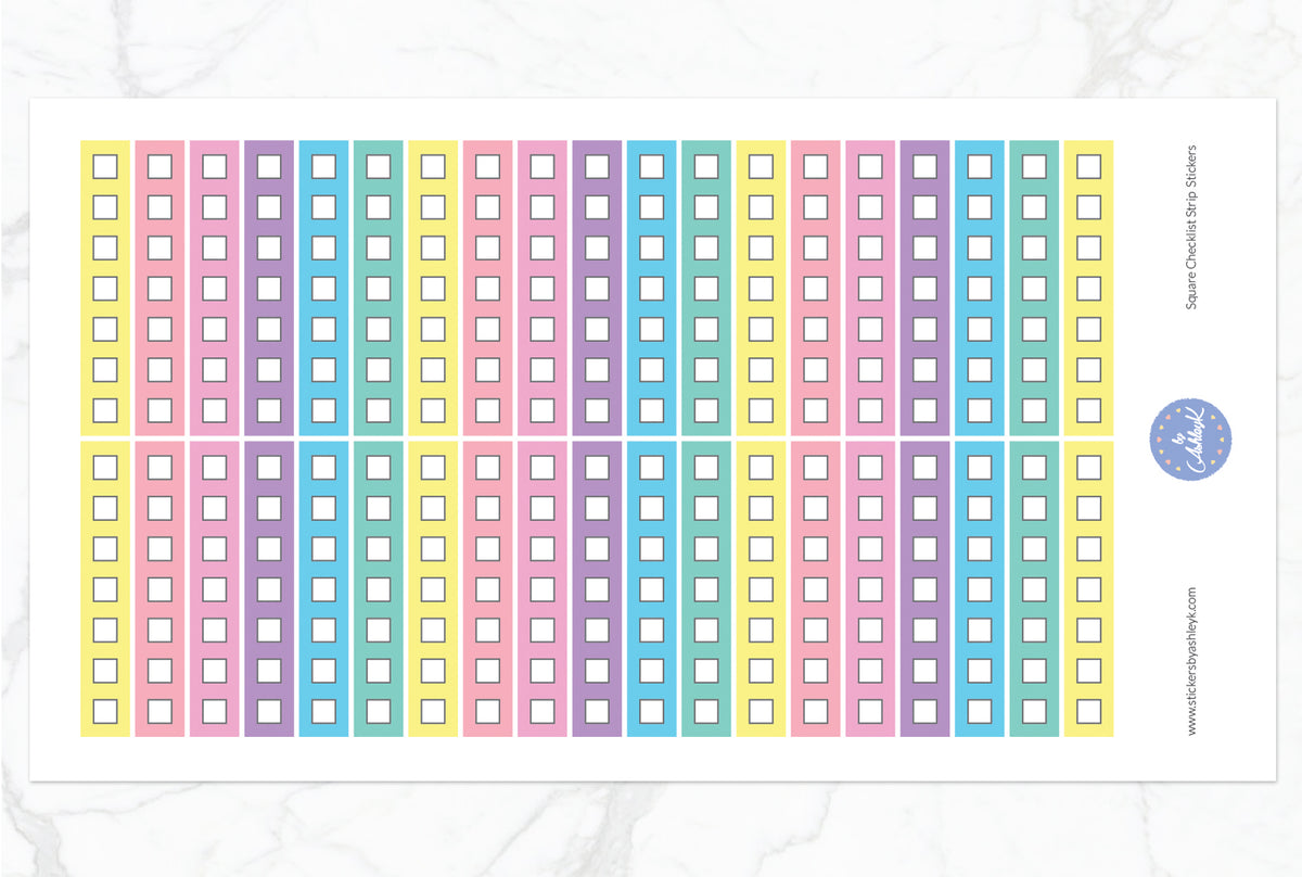 Square Checklist Thin Strip Planner Stickers – Stickers by AshleyK