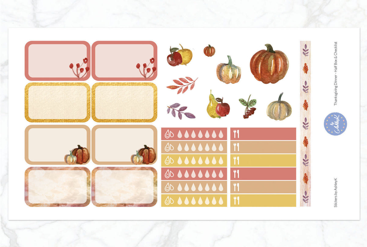 Thanksgiving Dinner Weekly Kit - Erin Condren Planner Stickers ...